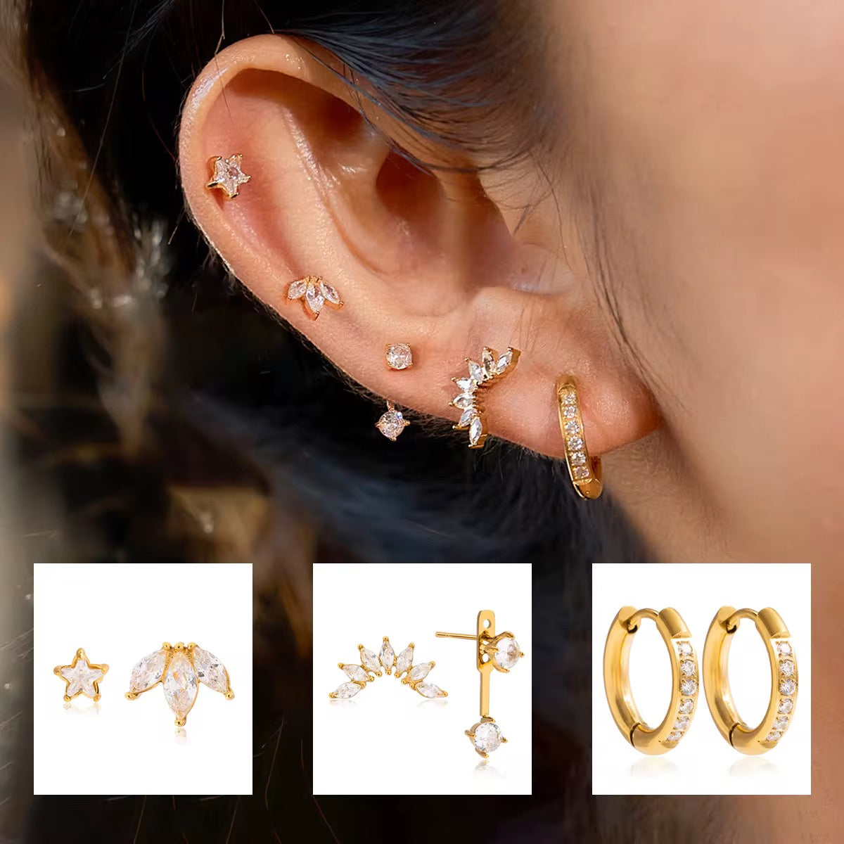 Veronica Stack (1 Pair + 4 Studs) – GUTS.CO